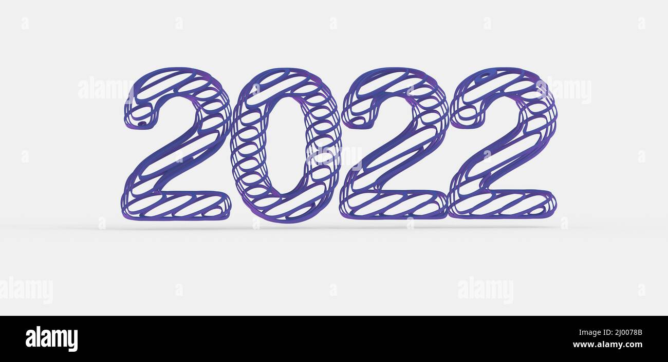 3d rendering of transparent blue "2022" isolated on a white background ...