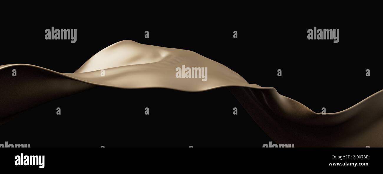 3d rendering of a golden wave isolated on a black background Stock ...