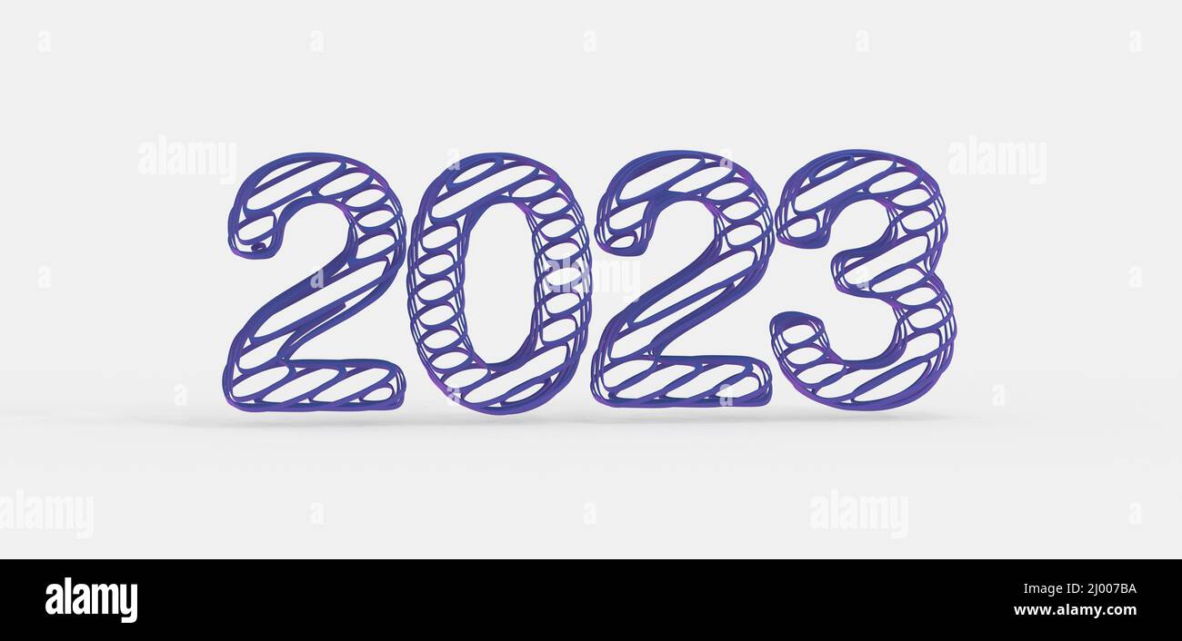 3d rendering of transparent blue "2023" isolated on a white background ...