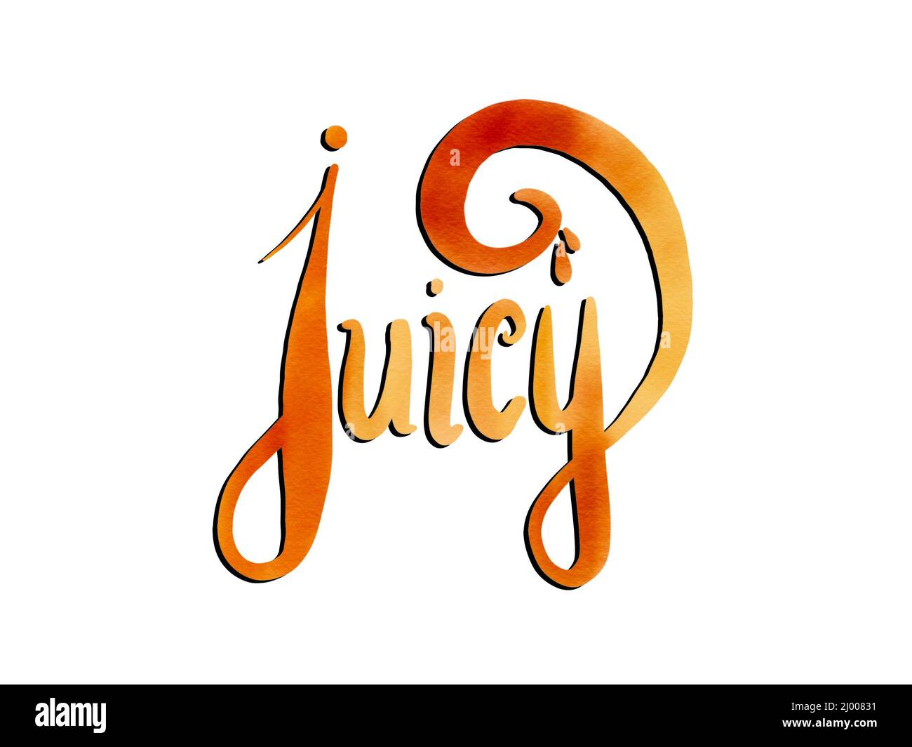 juicy word lettering - yellow orange color with shadow Stock Photo - Alamy