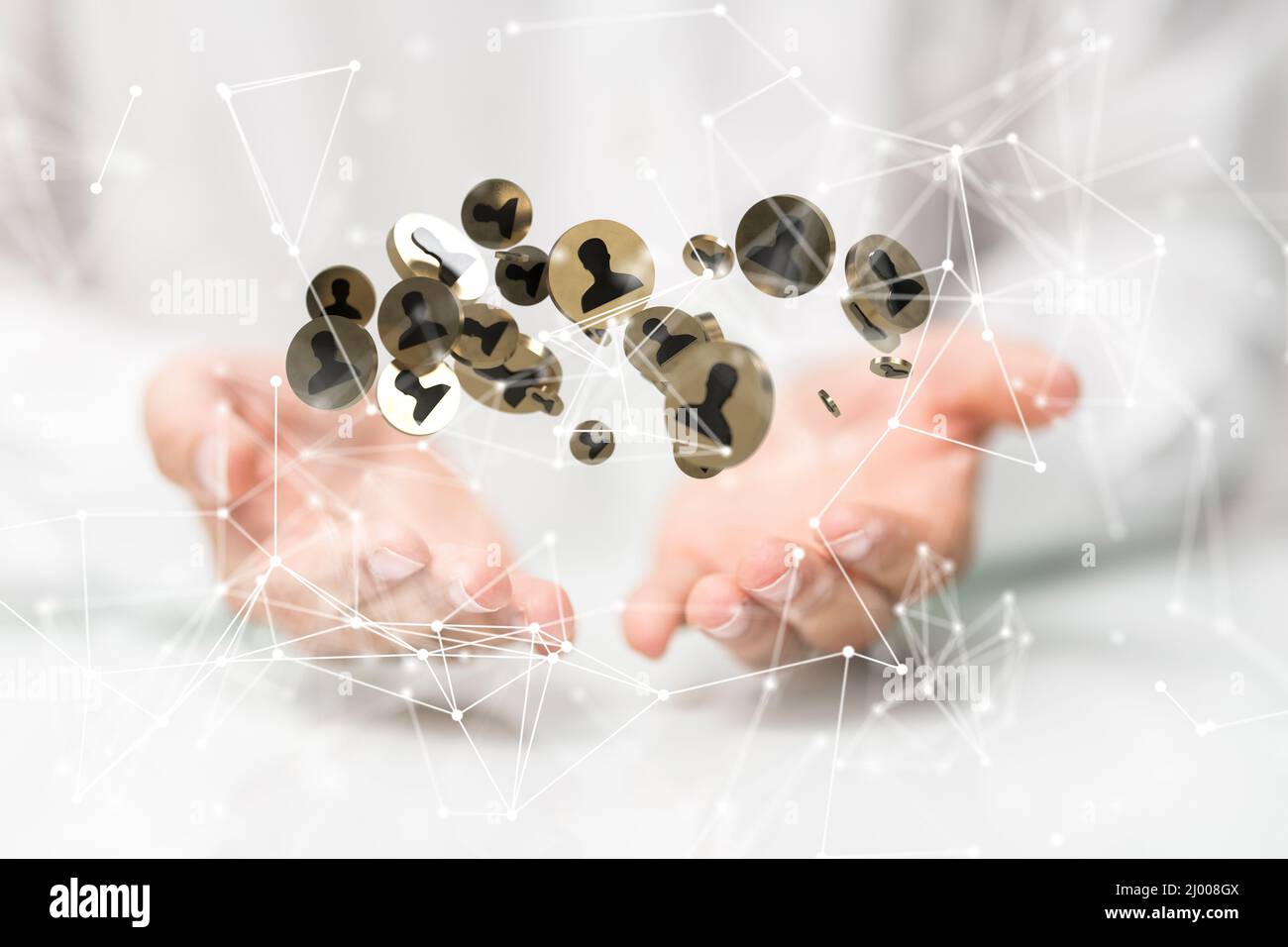 3d concept of conference team work connection digital concept with a ...