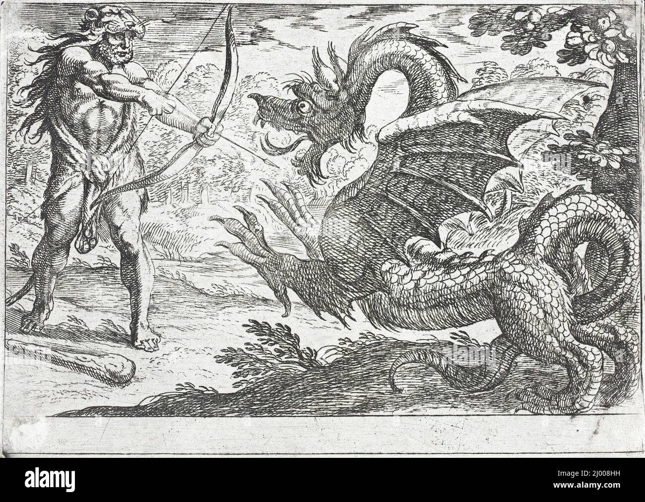 Hercules and the Serpent Ladon. Antonio Tempesta (Italy, Florence, 1555 ...