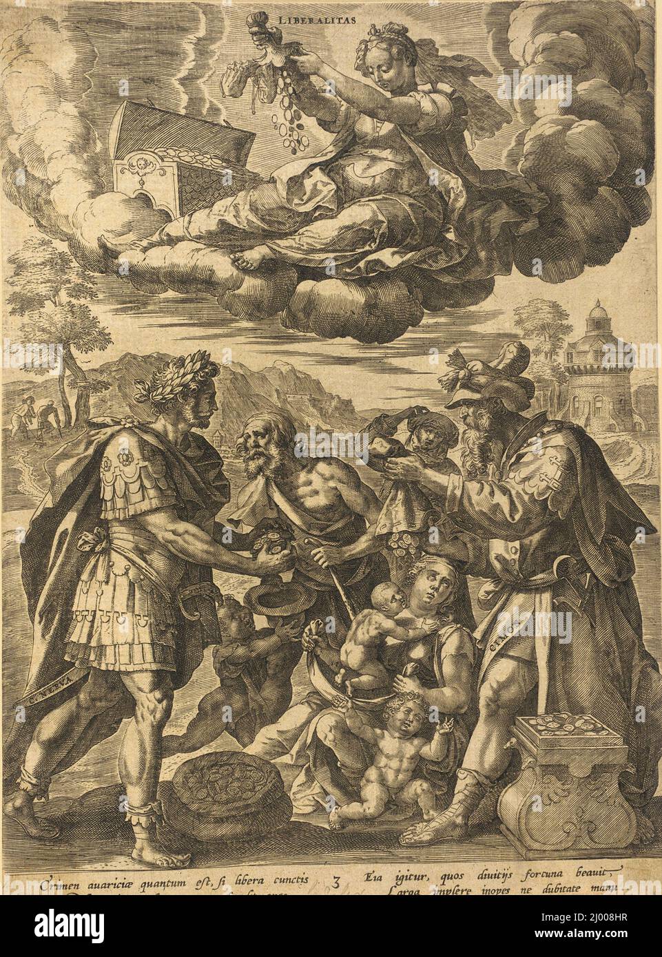 Personification of Liberality with Emperor Nerva and Cimon. Marten de Vos (Flanders, Antwerp ...