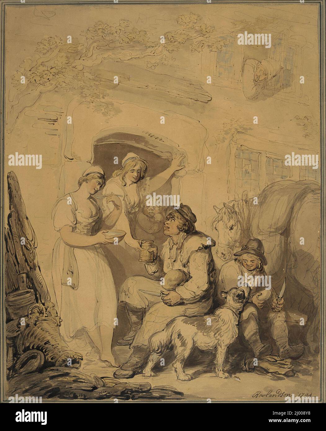 Pen and ink with colored washes over graphite hi-res stock photography ...