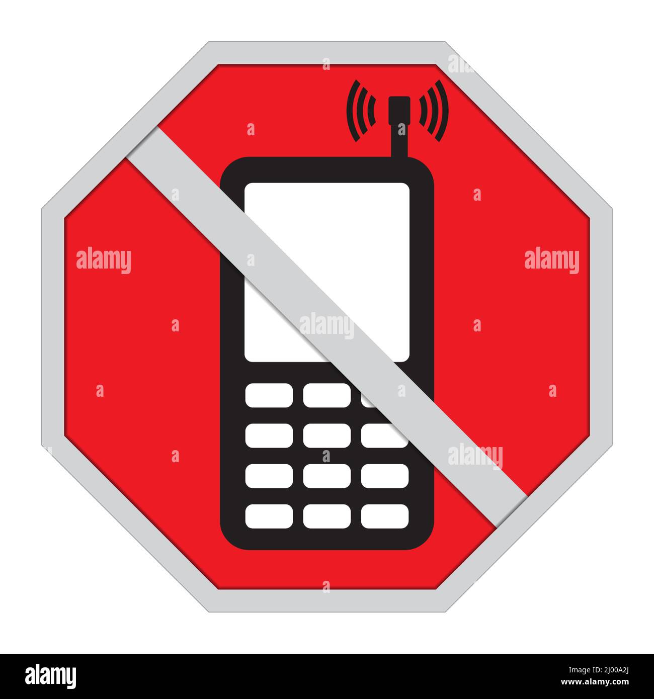 Telephone warning stop sign icon. Push button phone turn off. Vector ...