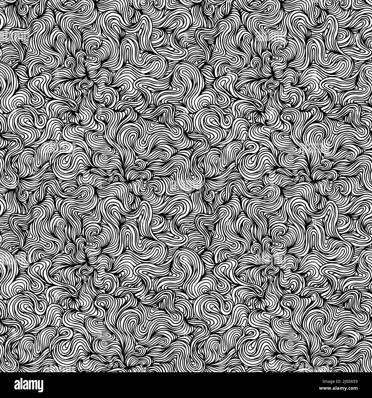 Black and white wave pattern, seamless background, vector illustration ...