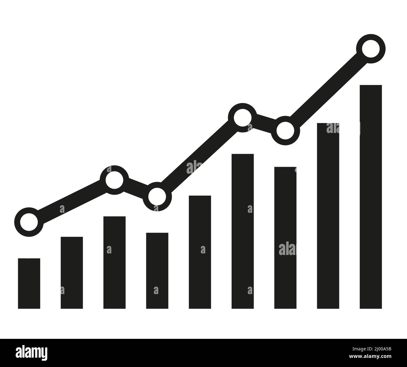 Graph with increase report. Diagram with rise and gain progress. Vector ...