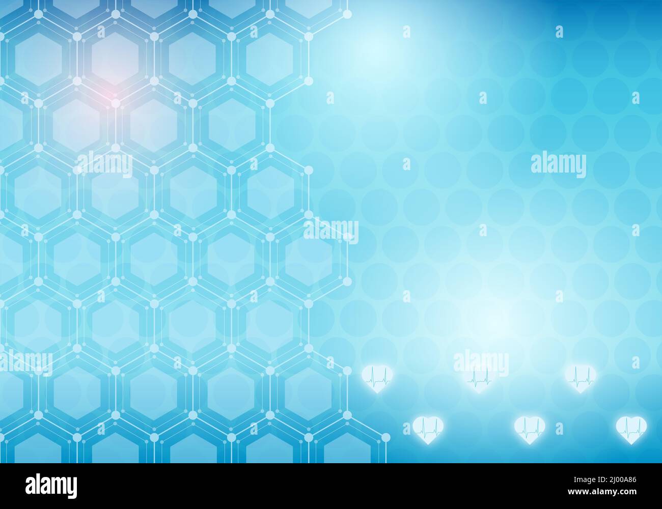 Blue Medical Background With Heart Shapes Containing Cardiac Rhythm ...