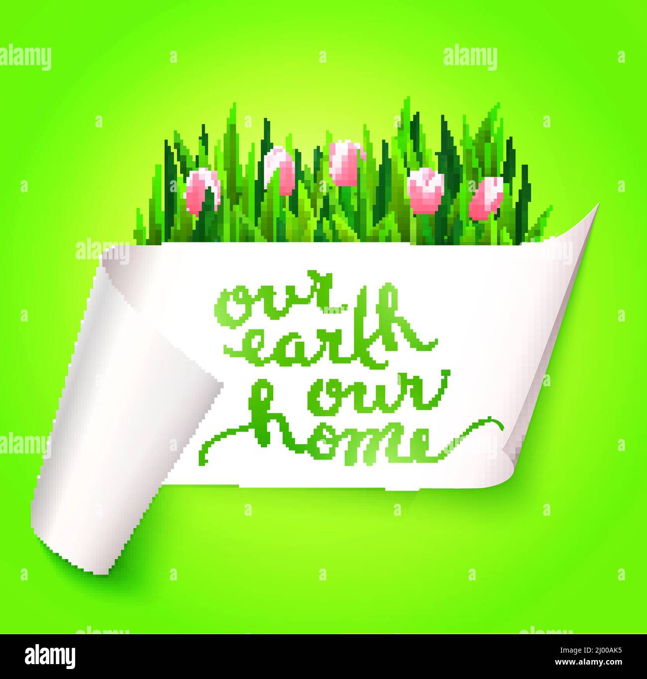 Our earth our home, handmade calligraphy, vector illustration ...