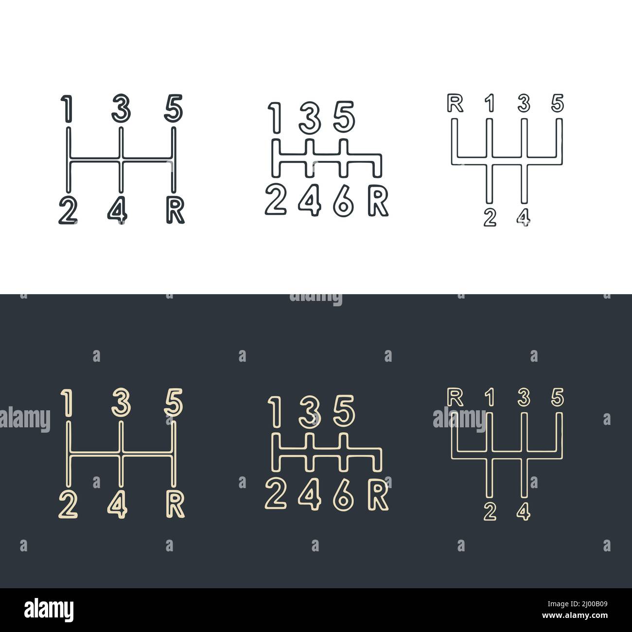 Stylized vector illustrations of gear shift knob set Stock Vector Image ...