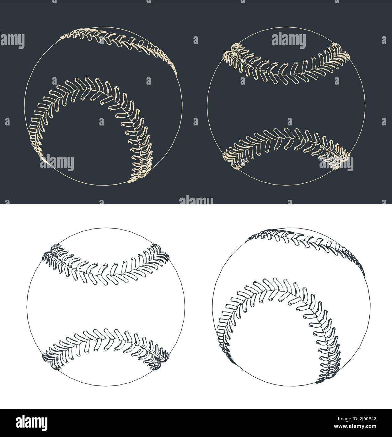 Stylized vector illustrations of sketch of baseball ball Stock Vector ...