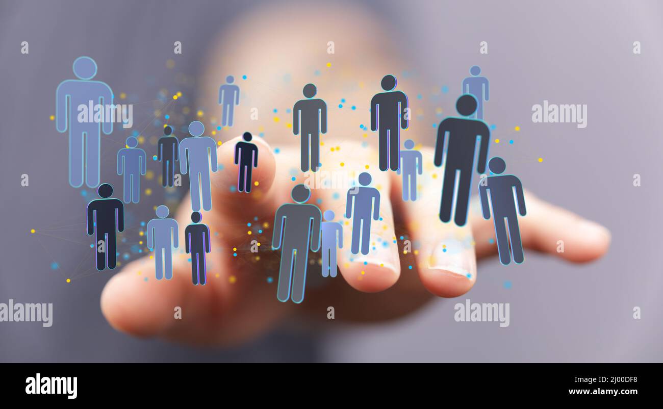 Pointing at Global digital connections icons Stock Photo - Alamy