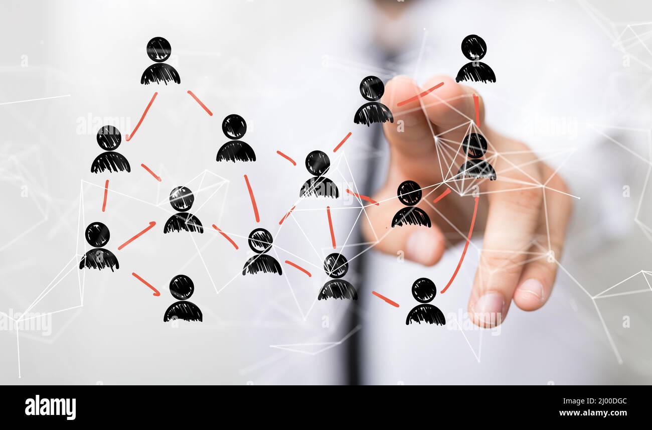 Pointing at Unity group and teamwork icons Stock Photo - Alamy