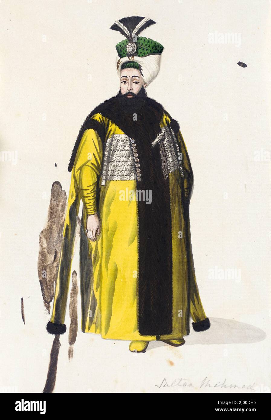 Sketch of Turkish Dress, 'Sultan Mahmoud'. England, circa 1700-1750 ...