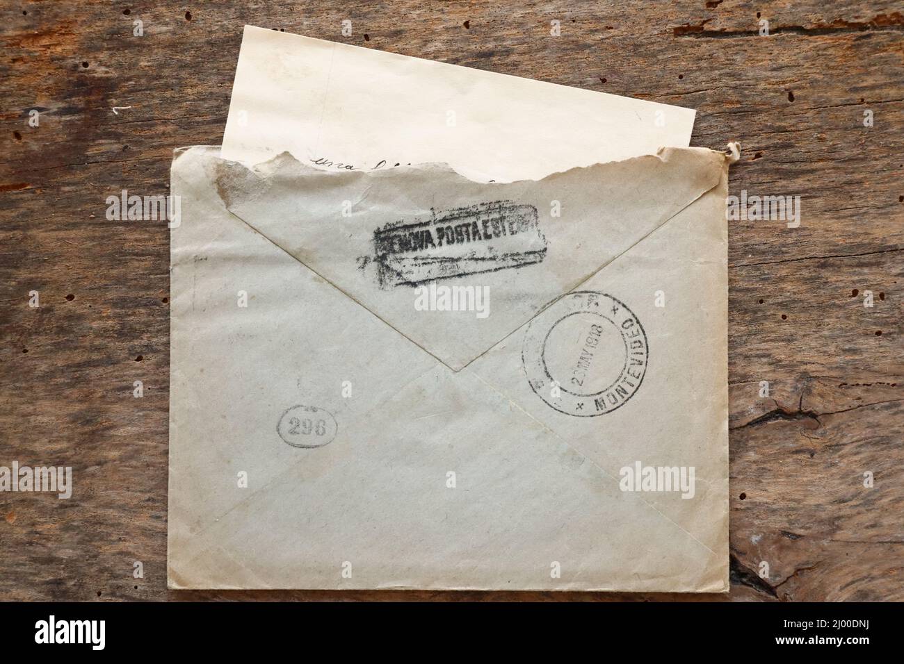 Old Envelope and Letter on a original 1800s wooden background Stock ...