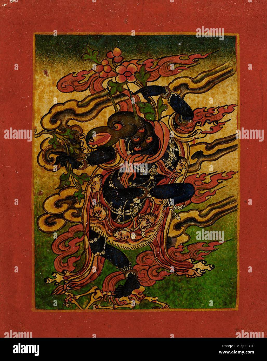 Parrot-Headed Dancing Dakini, Nyingmapa Buddhist or Bon Ritual Card ...