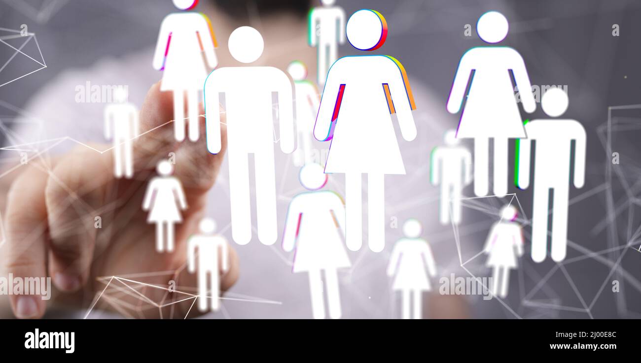 Pointing at Global digital connections icons Stock Photo - Alamy