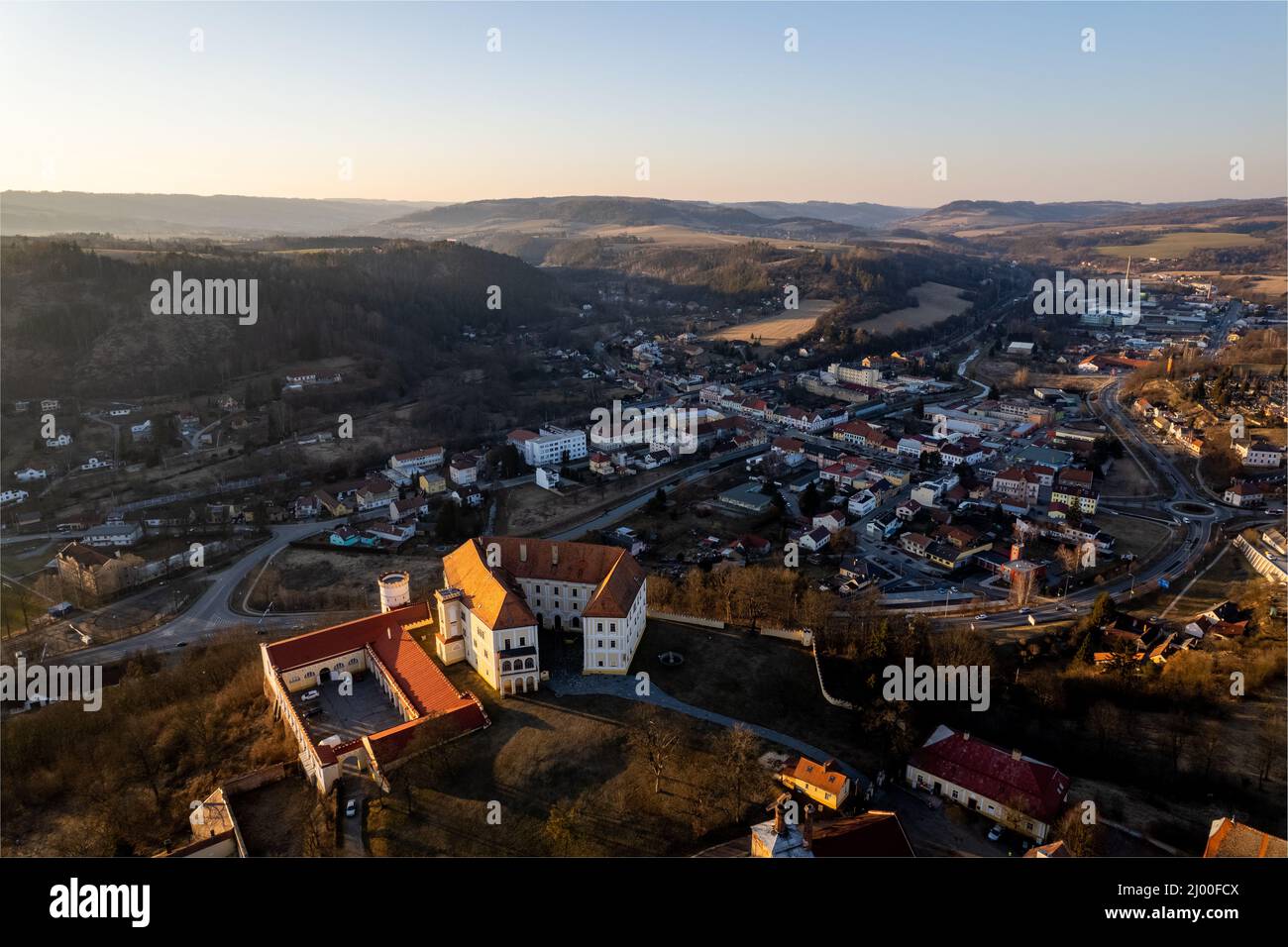 Aerial view of a castle in Letovice in the Czech Republic Stock Photo ...