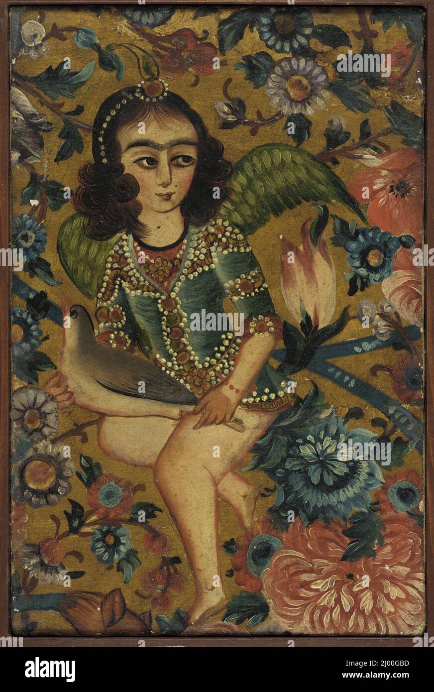 Angel with Bird. Iran, Qajar Dynasty, 19th century. Paintings. Oil on ...