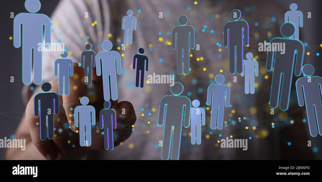 Pointing at people icons 3d renderings Stock Photo - Alamy