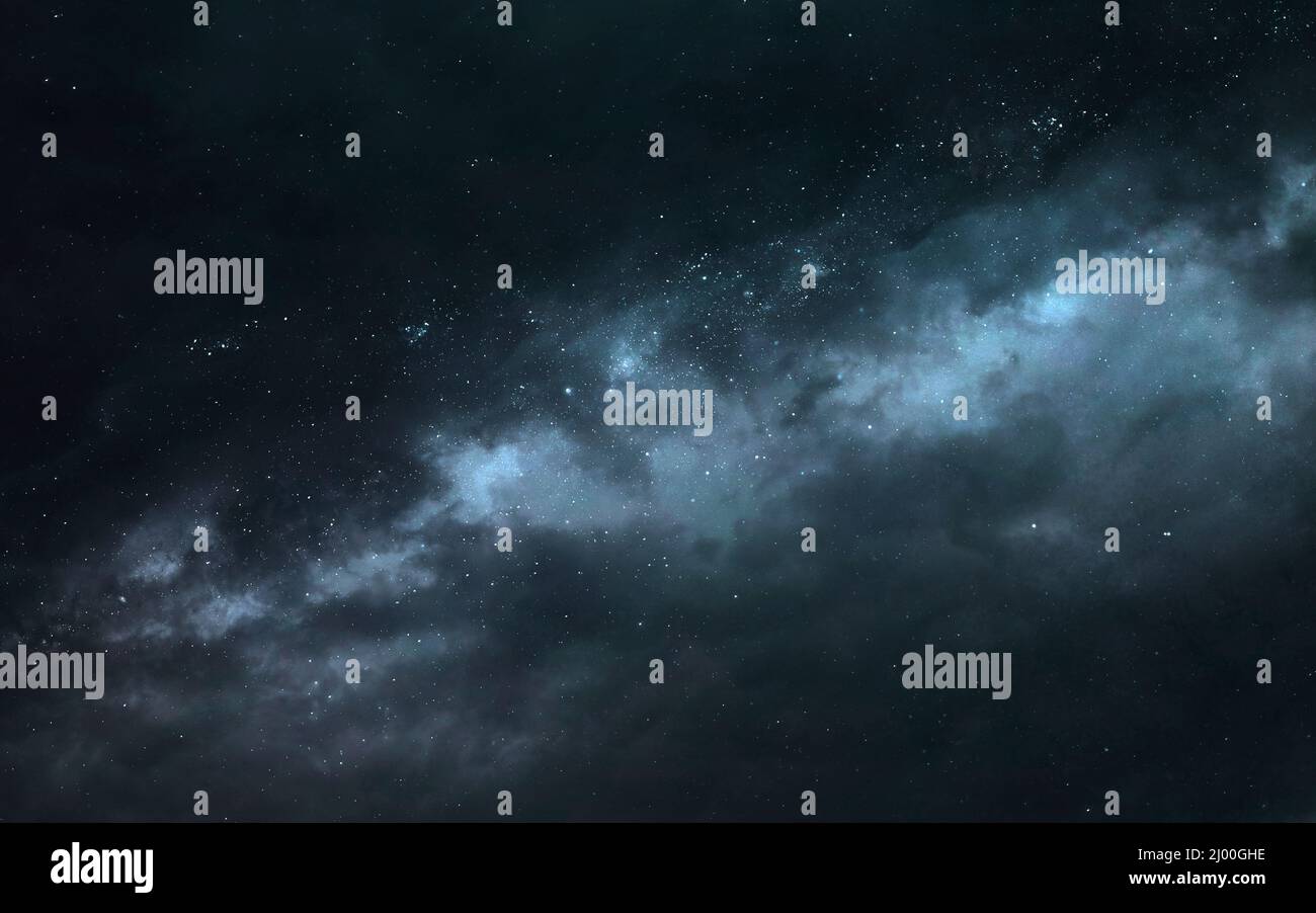 3D illustration of Deep space background, full of stars and galaxies ...