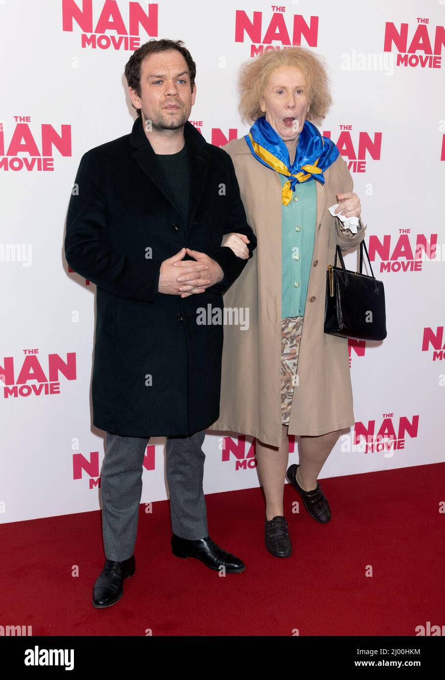 Jack Doolan and Catherine Tate in character as Nan arrive for the ...
