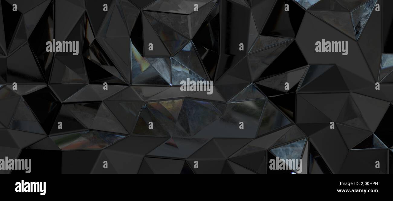 3D illustration of a Modern black metal low poly backdrop Stock Photo ...