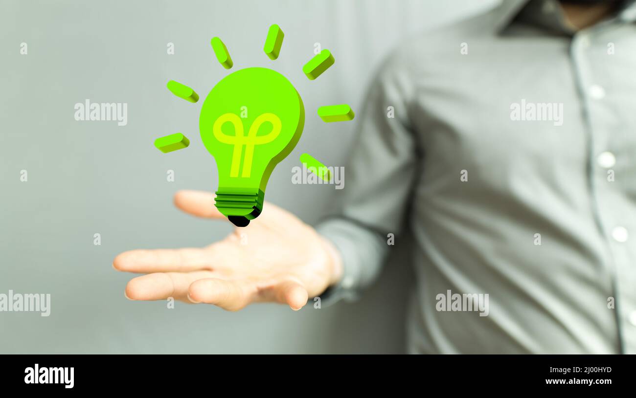 3D illustration of a creative bulb sign Stock Photo - Alamy
