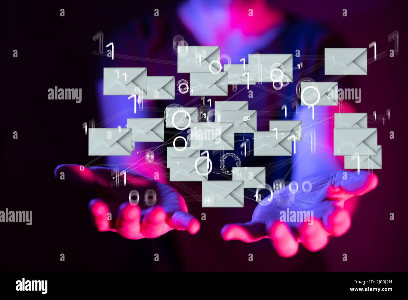 3D illustration of flying email icons Stock Photo - Alamy