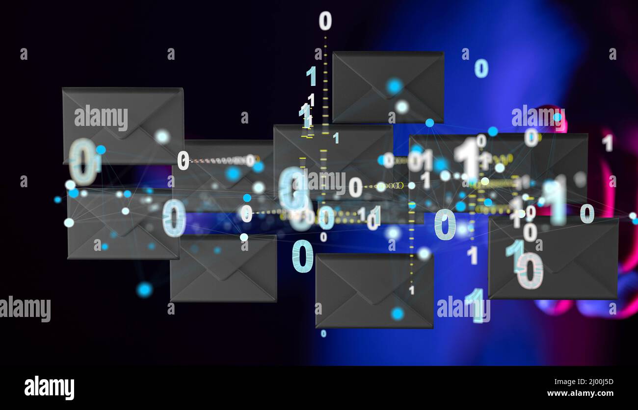 3D illustration of flying email icons Stock Photo - Alamy