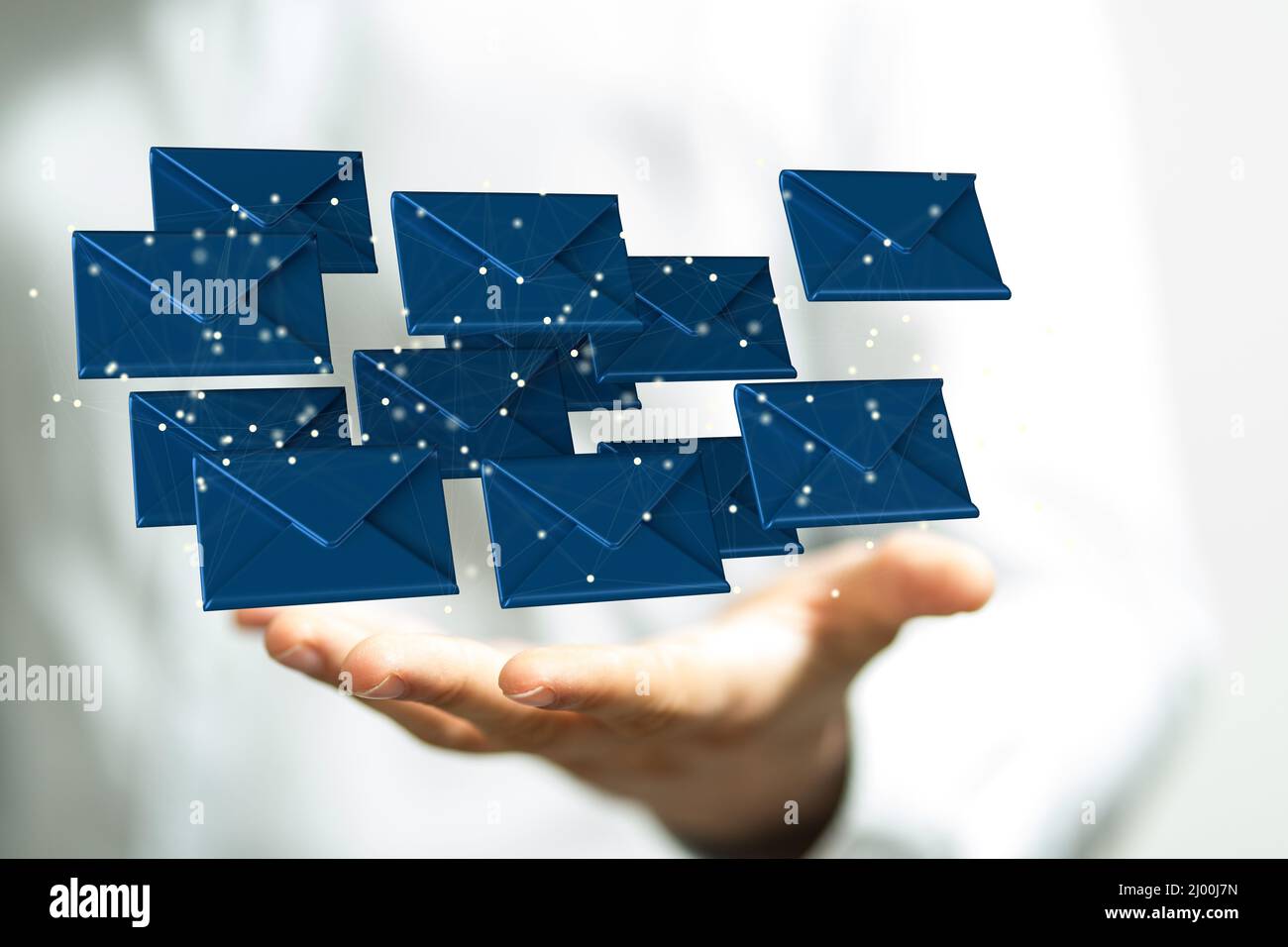 3D illustration of flying email icons Stock Photo - Alamy