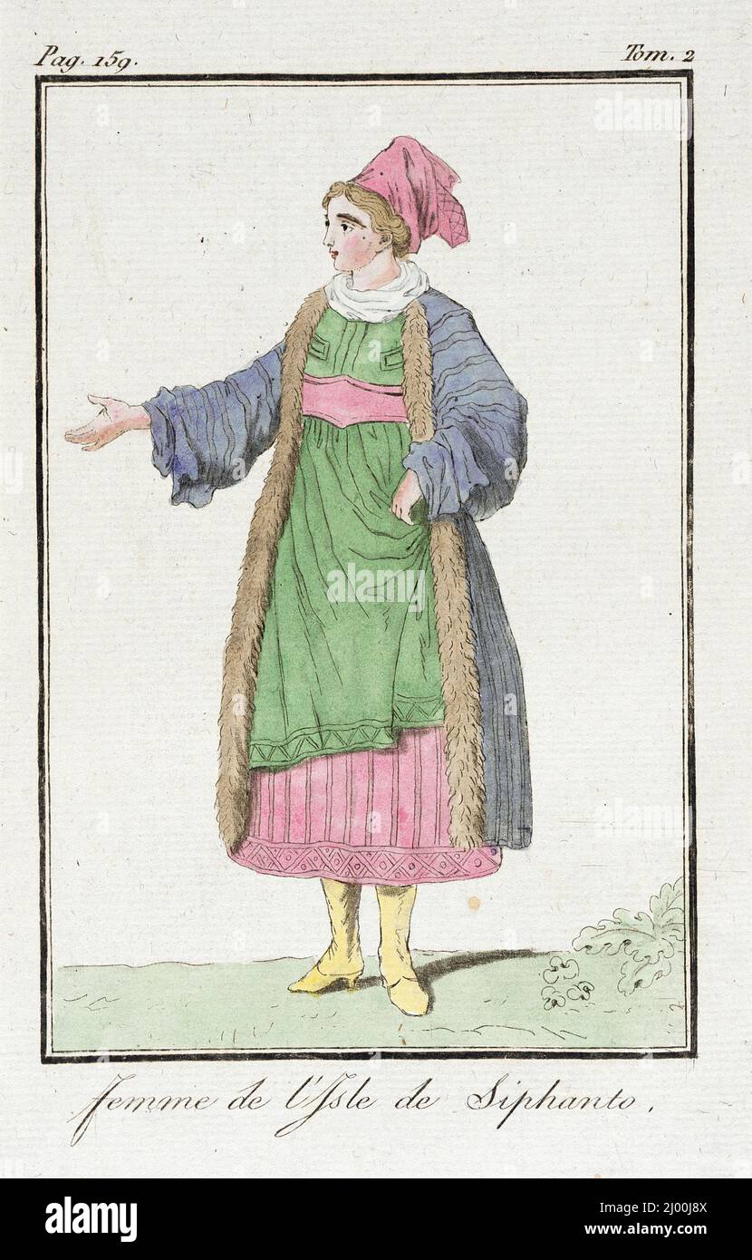 Costume Plate (Femme de l'Isle de Siphanto). Jacques Grasset de Saint ...