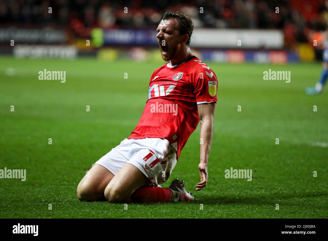 LONDON, UK. MAR 15TH Alex Gilbey of Charlton Athletic celebrates his ...