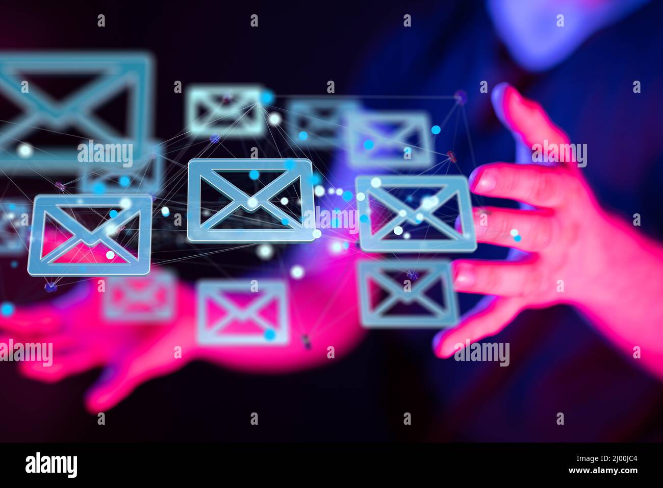 3D illustration of flying email icons Stock Photo - Alamy