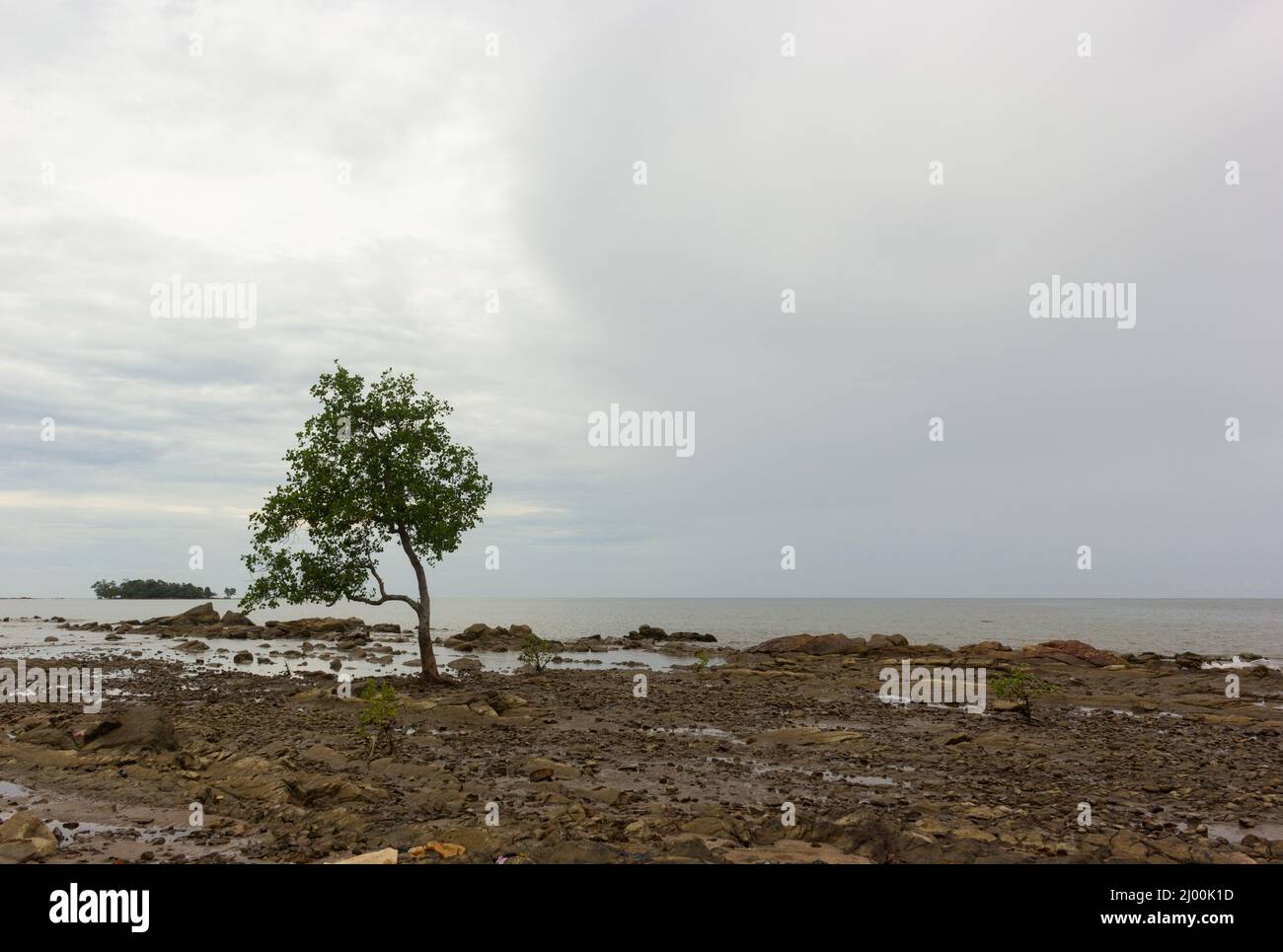View of Tanjung Batu Beach on a cloudy day in Kendawangan, Ketapang ...