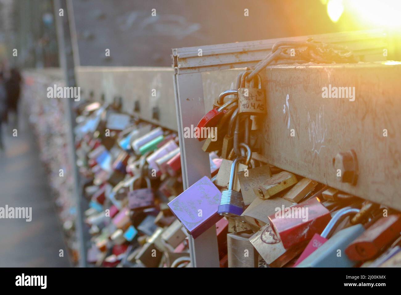 Love locks on Hohenzollern Bridge in the city of Cologne, Germany Stock ...