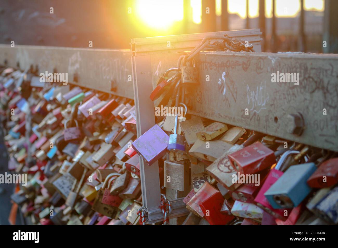 Love locks on Hohenzollern Bridge in the city of Cologne, Germany Stock ...