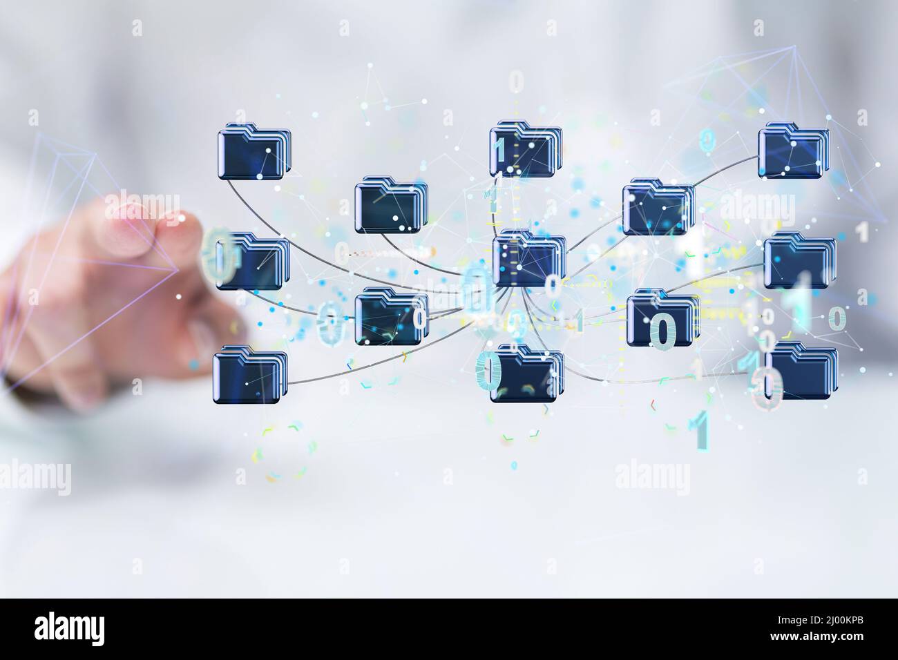 Polygonal wireframe art looks like a constellation, Cloud technology Stock Photo - Alamy