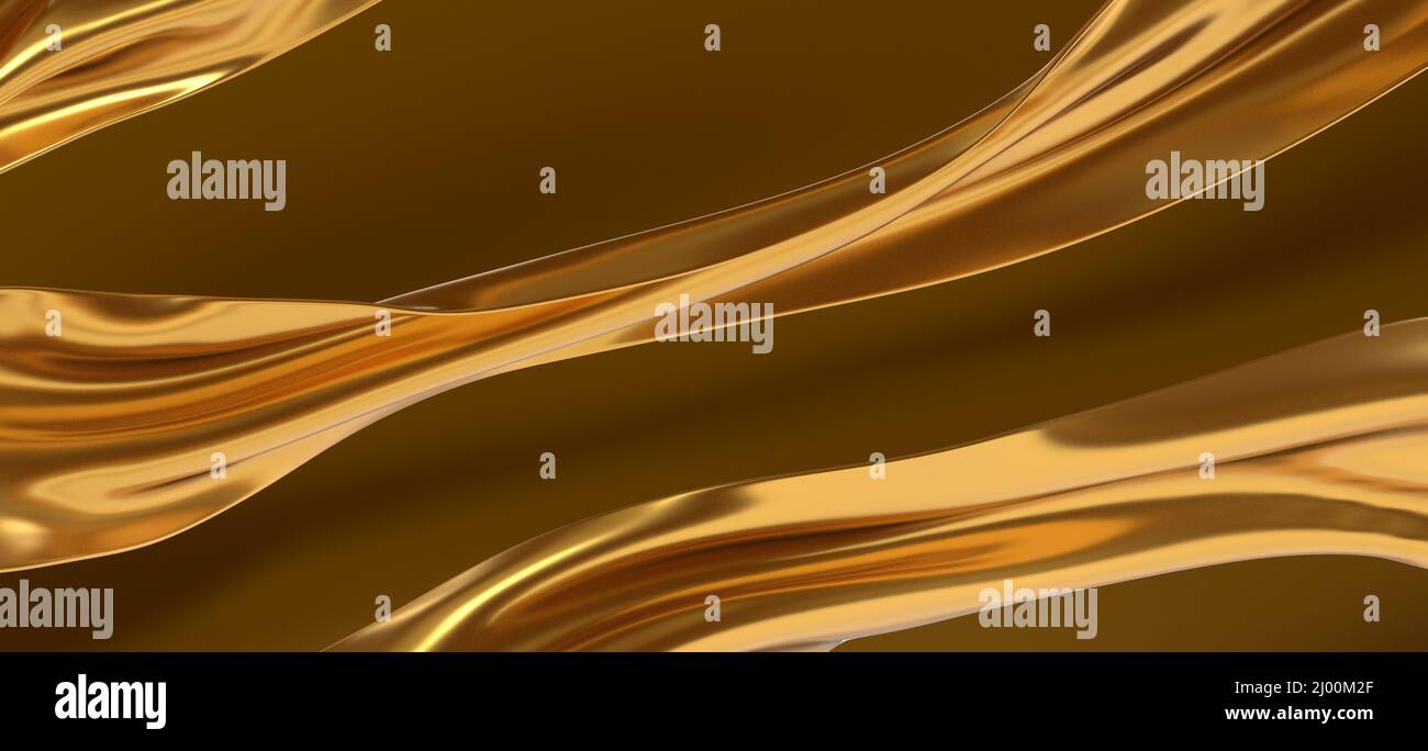 3D rendering of a golden and silk wavy background Stock Photo - Alamy