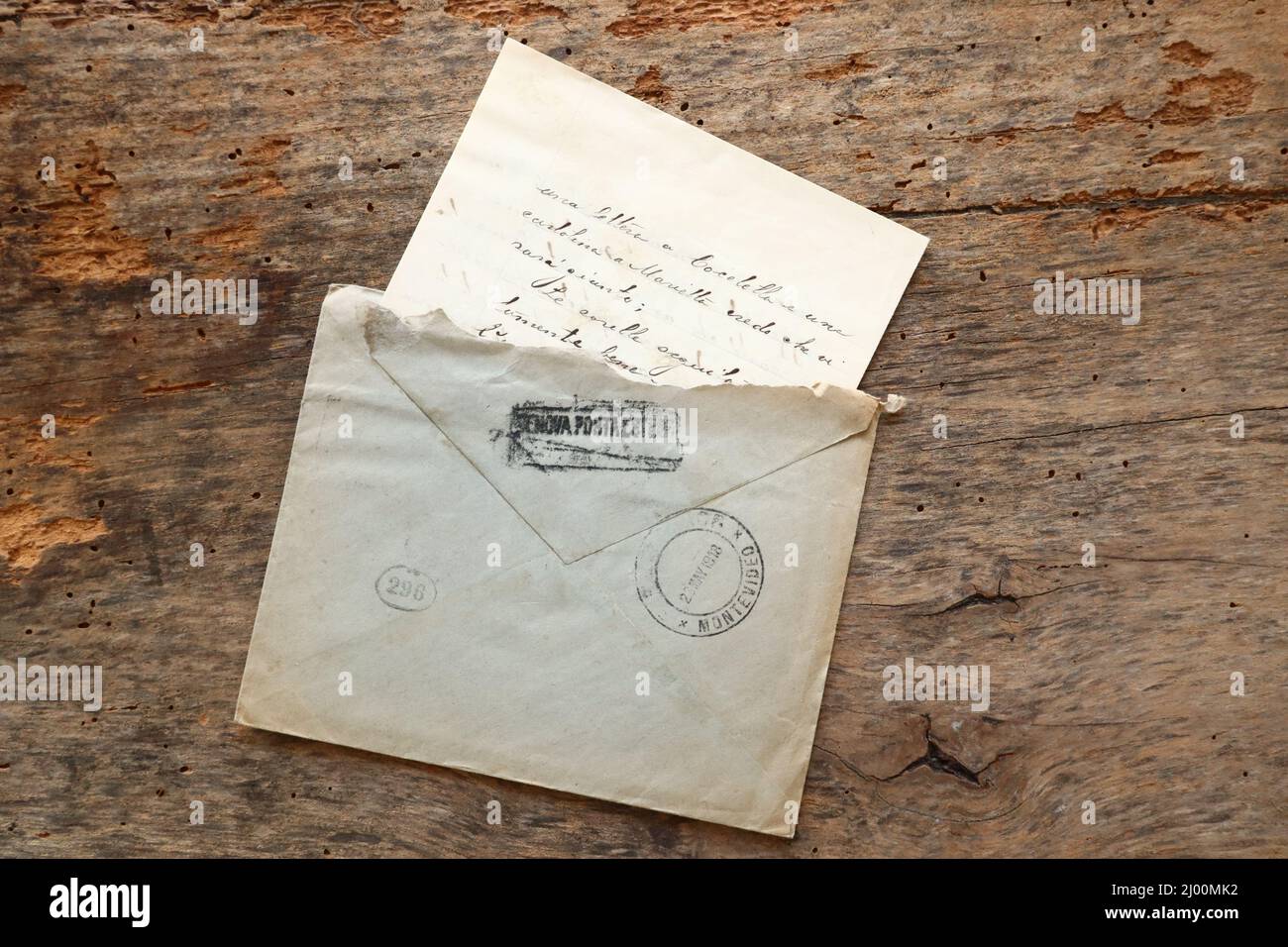 Old Envelope and Letter on a original 1800s wooden background Stock ...