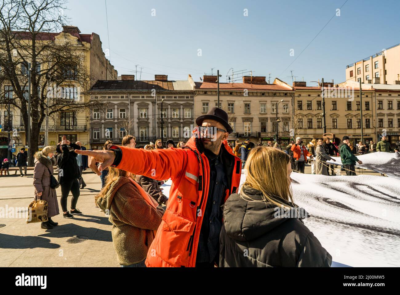 French artist JR in Lviv, Ukraine on March 14, 2022. (Photo by Vincenzo ...