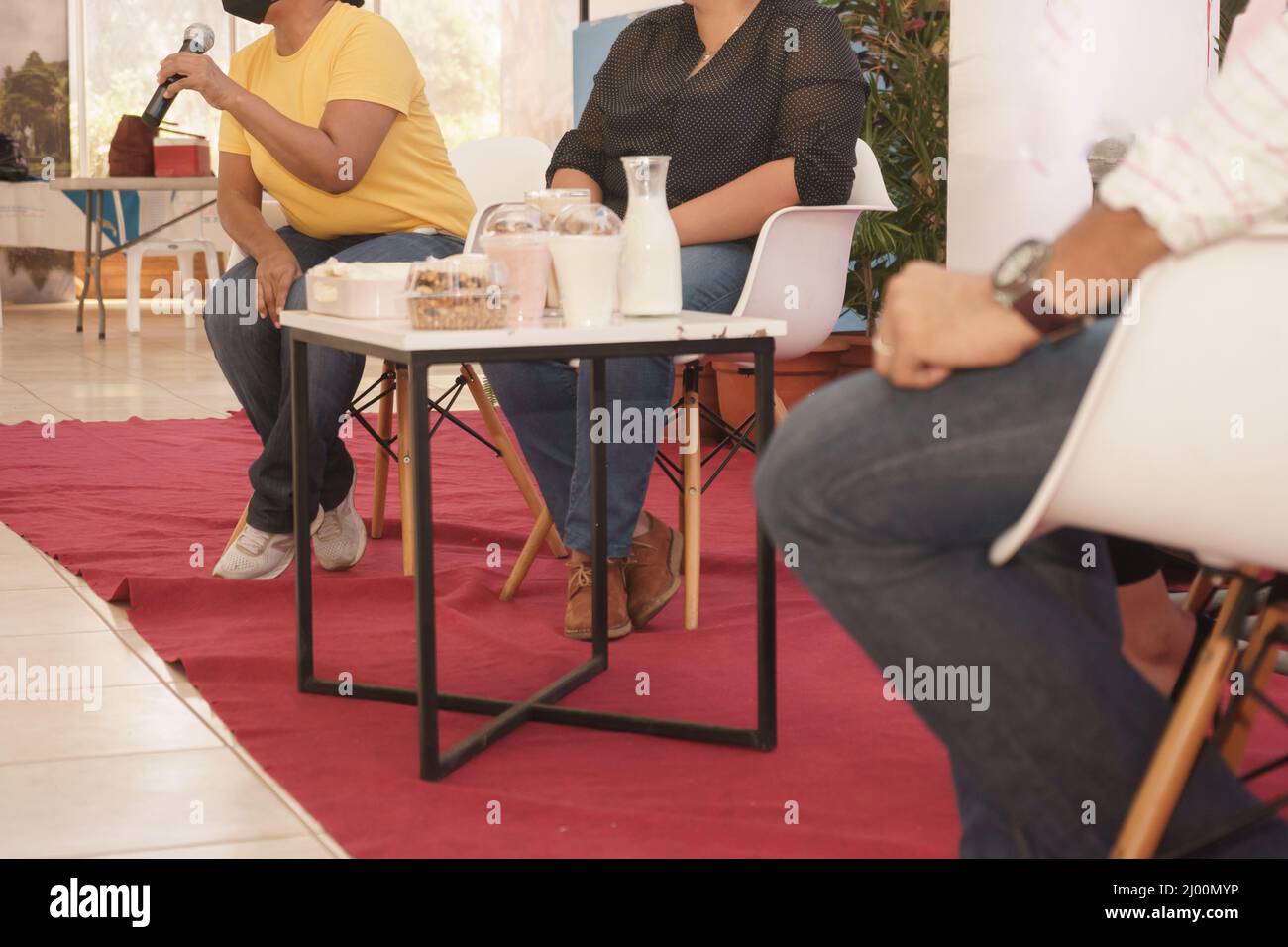 Morning talk show with ordinary unrecognizable Latin people in ...