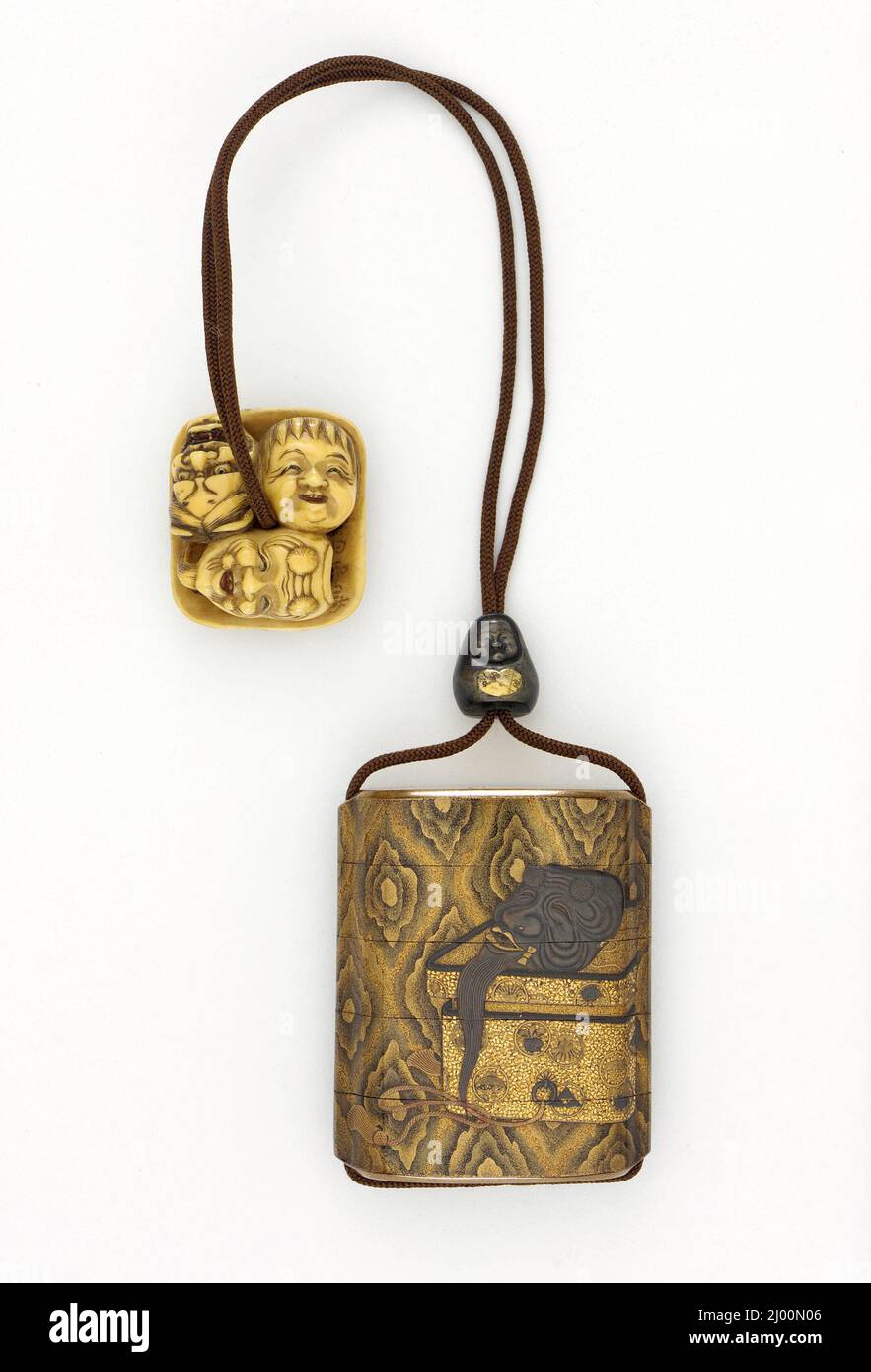 Actor's Mask (Inrō/Ojime/Netsuke Ensemble). Attributed to Hara Yōyūsai ...