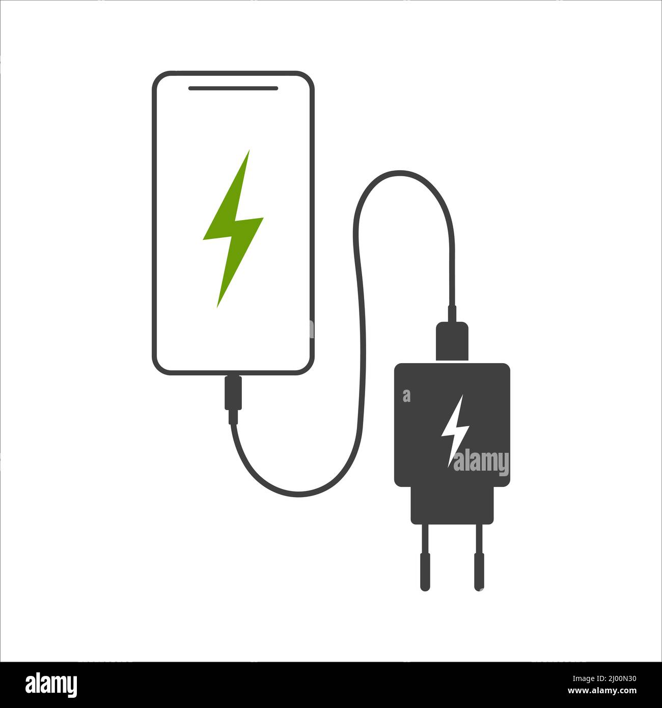 Mobile Phone with Charging Sign. Gadget isolated on white background ...