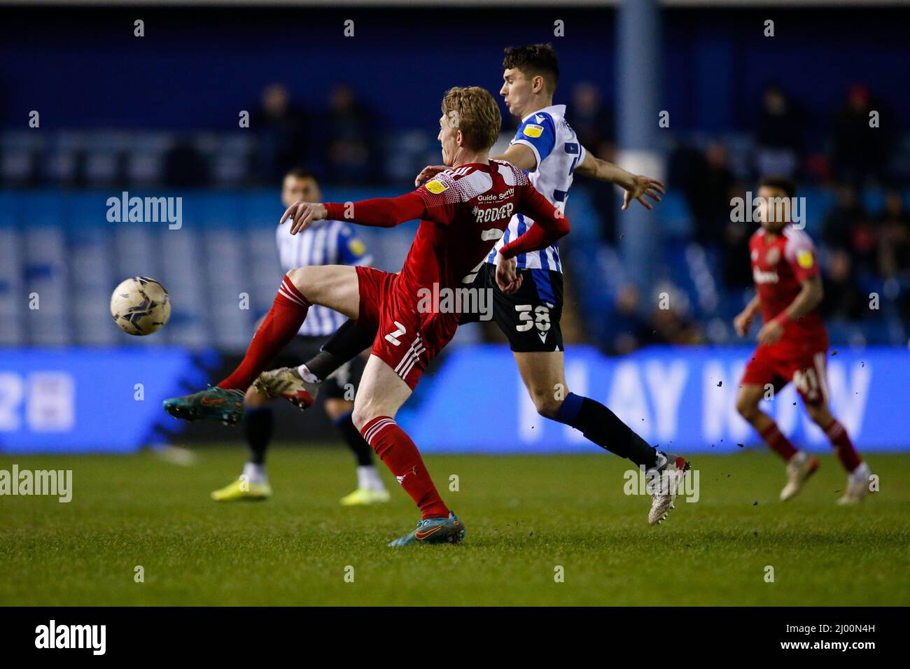 Harvey Rodgers #2 of Accrington Stanley and Jordan Storey #38 of ...