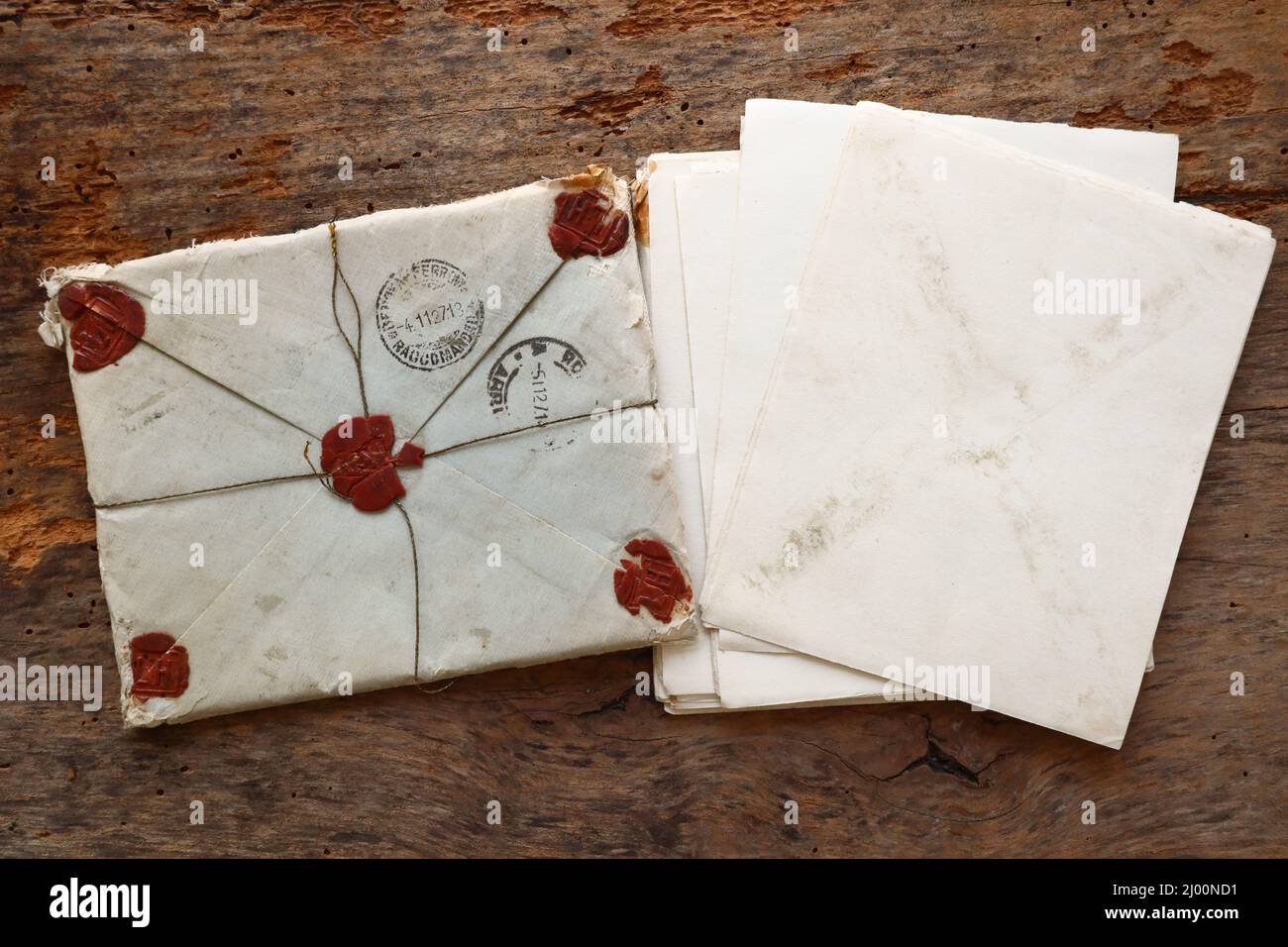 Old Envelope and Letter on a original 1800s wooden background Stock ...