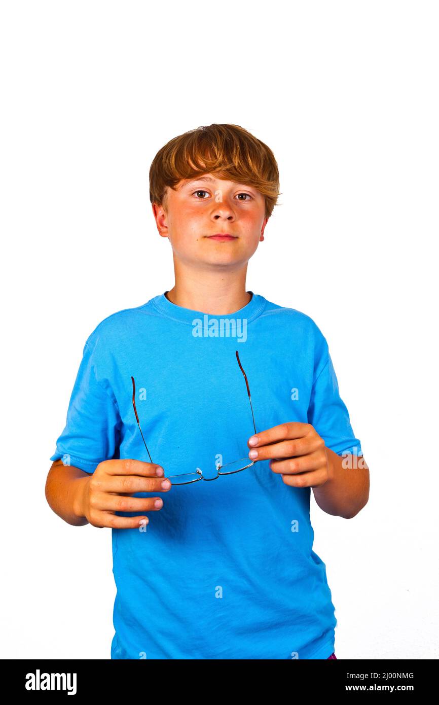 intelligent boy with glasses Stock Photo - Alamy