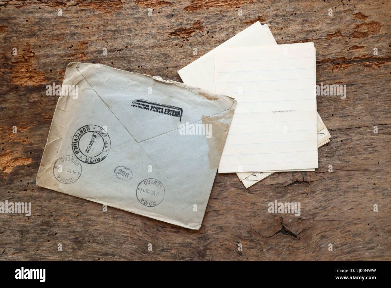 Old Envelope and Letter on a original 1800s wooden background Stock ...