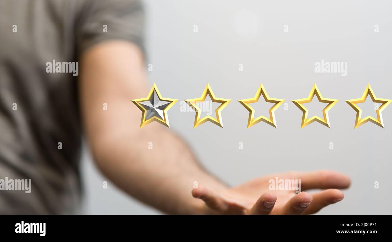 3d illustration of a one-star rating feedback Stock Photo - Alamy