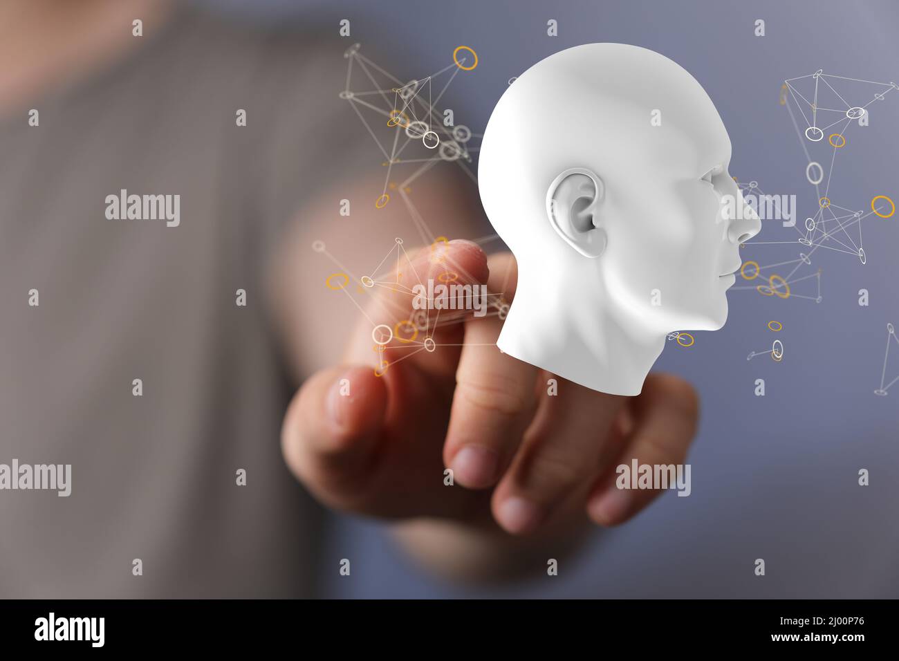 3d illustration of a human head with network plexus structure Stock ...